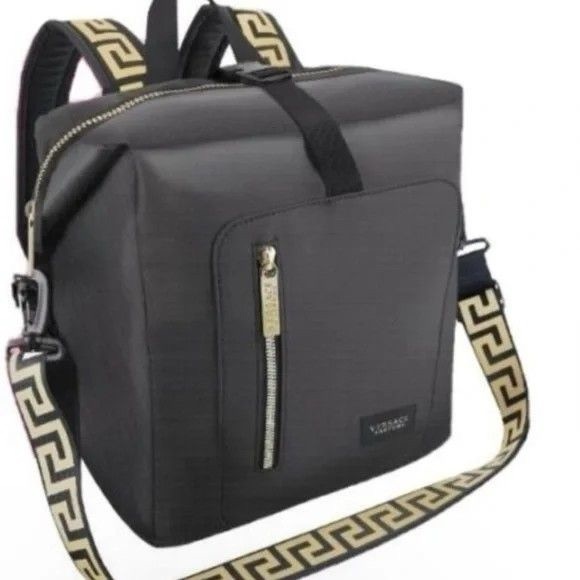 Versace | Bags | Versace Parfums Backpack Crossbody Bag Black Gold ...